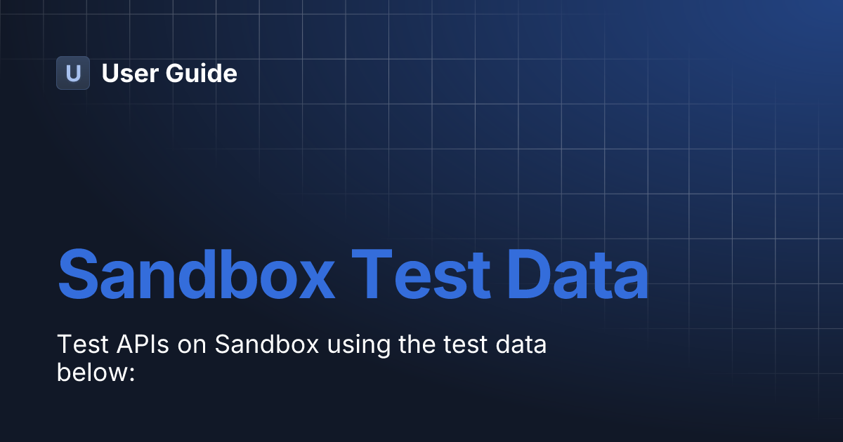 Sandbox Test Data | User Guide